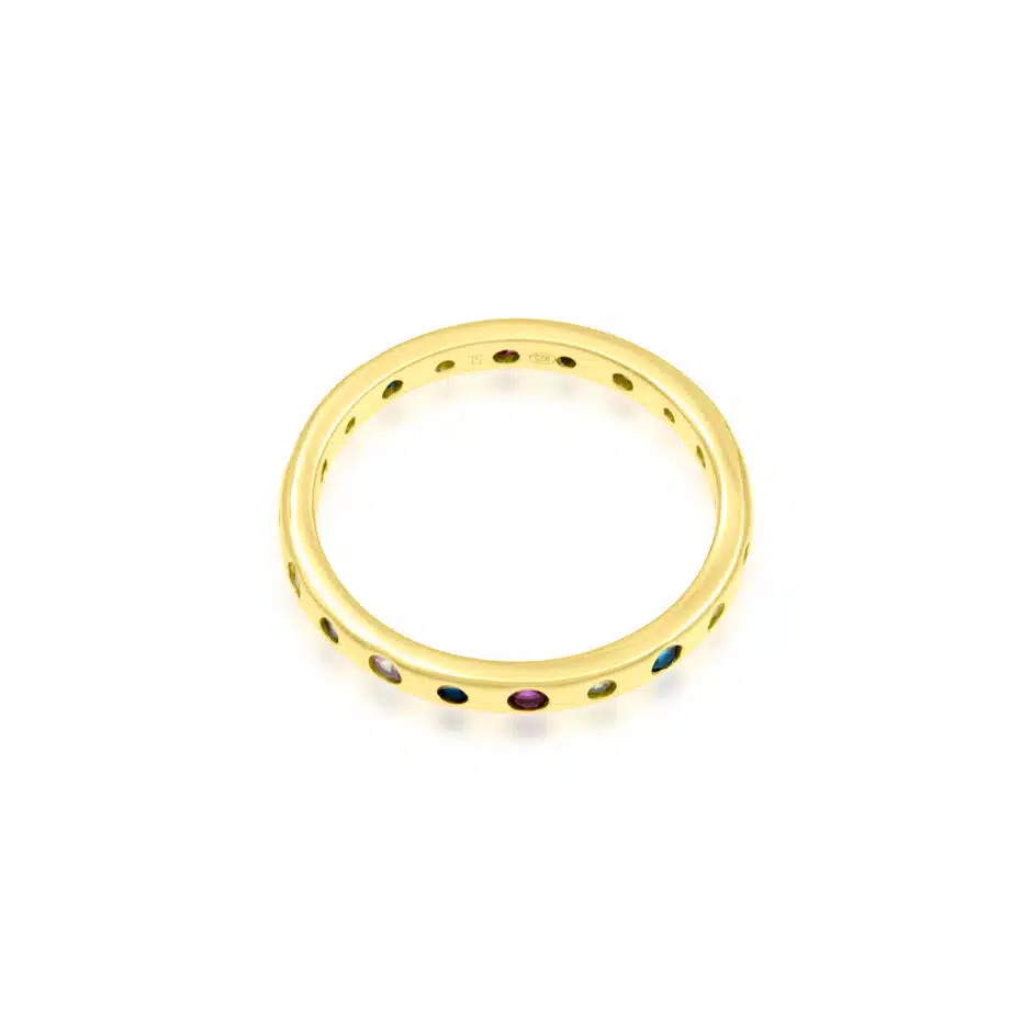 GOLD MULTI COLOR SWISS SET BAND RING | SARRA JEWELLERY